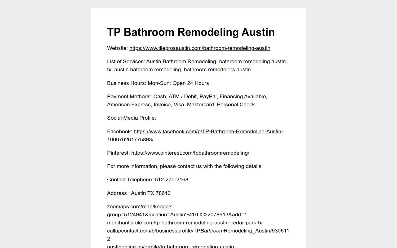 TP Bathroom Remodeling Austin